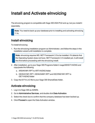 eInvoicing 7.1A (EI7A) Guide for sage ACCPAC | PDF