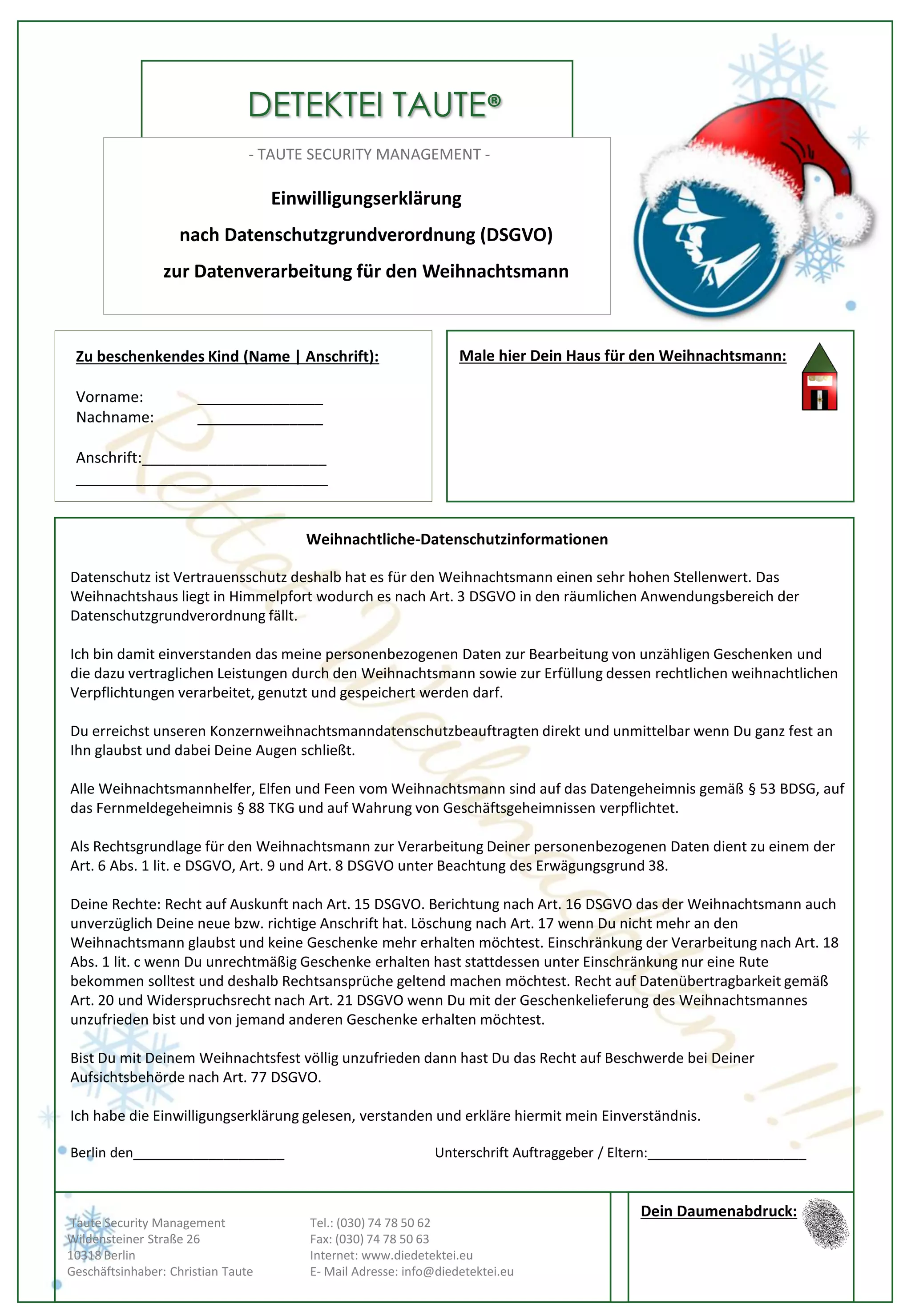 Rettet Weihnachten! Keine Weihnachtsgeschenke wegen DSGVO - Gehen Kinder leer aus? | PDF