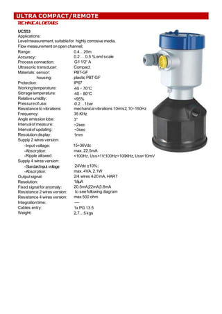 Ultrasonic Level Transmitter | PPTX