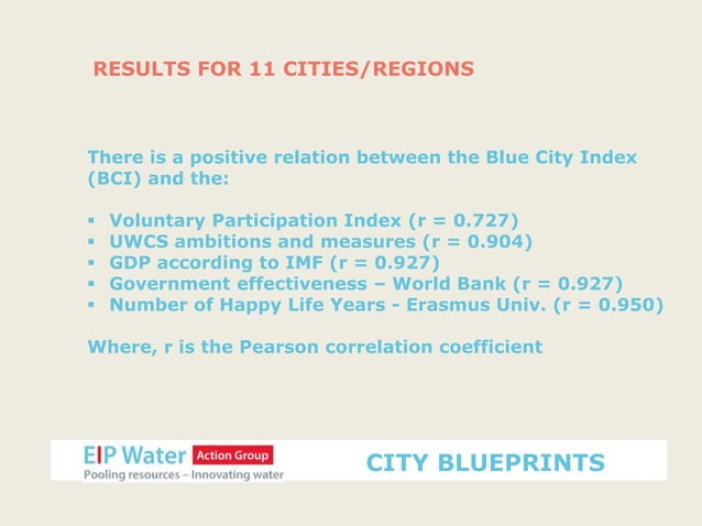 EIP Water Action Group City Blueprints September 2013 | PPT