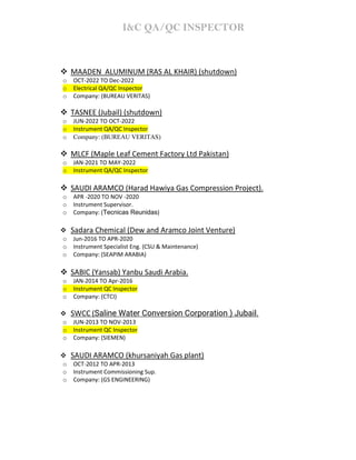 E&I QC INSPECTOR RESUM AND documents.pdf | Business | Business and Finance