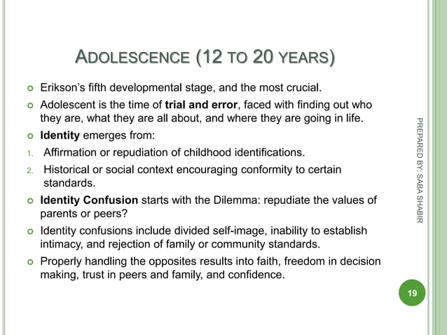 Eirk Erikson's Stages of Psychosocial Development | PPTX