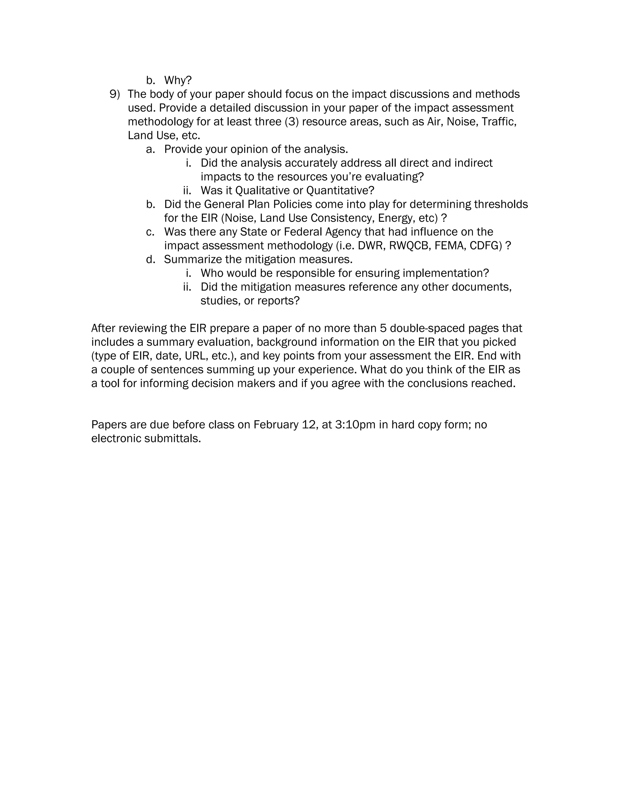 EIR Review Assignment | DOC