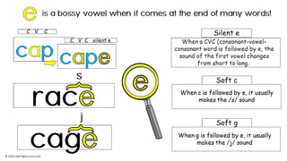 E is a bossy vowel. When c and g are followed by e it changes their ...