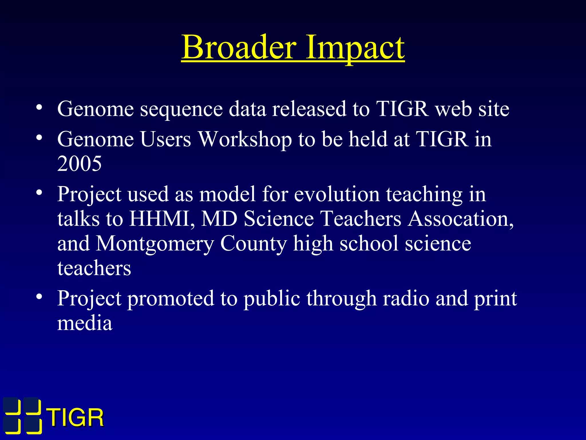 TIGR "Tree of Life" Project Slides (from 2004) | PPT