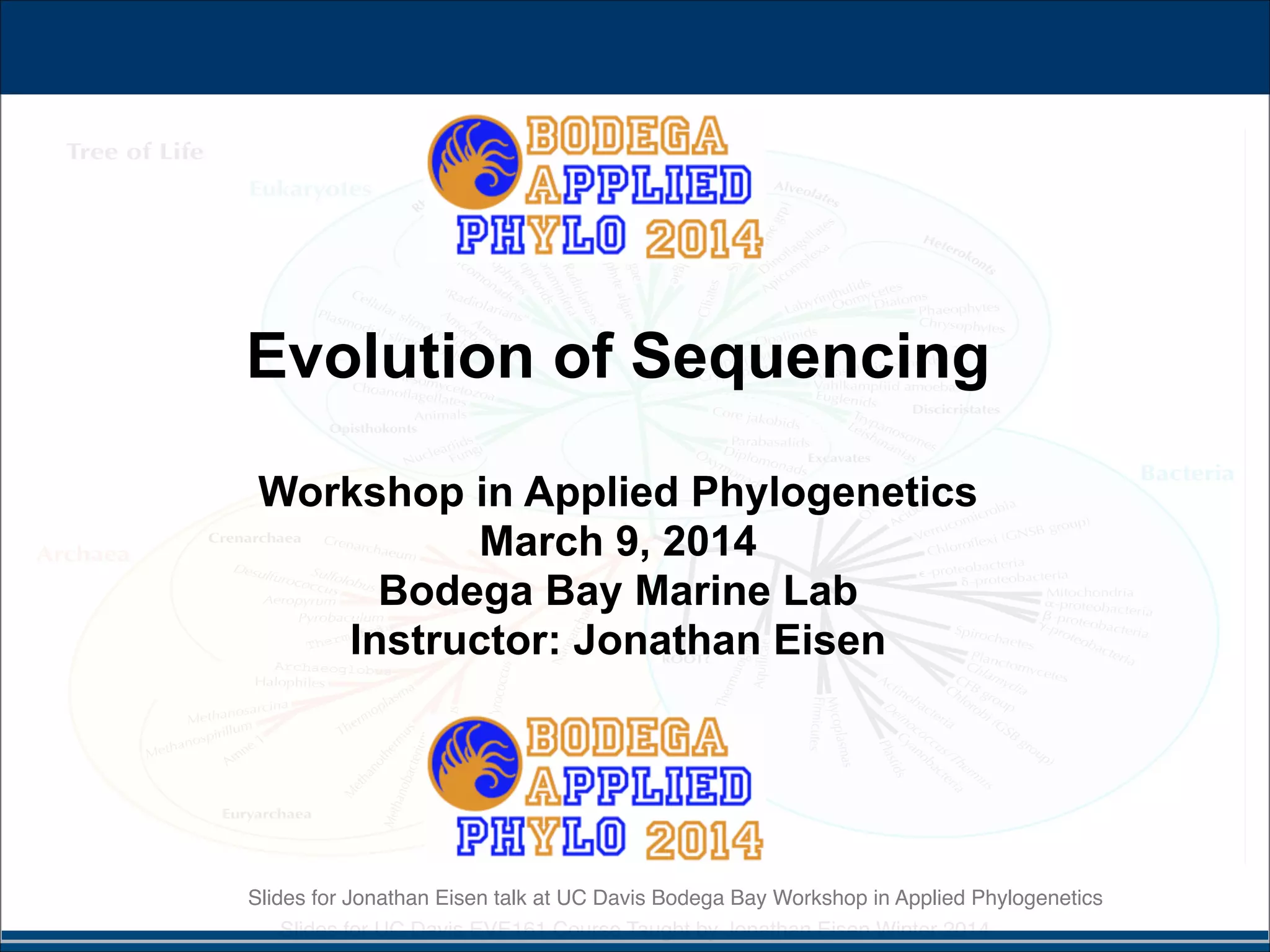 Evolution of DNA Sequencing - talk by Jonathan Eisen for the Bodega ...