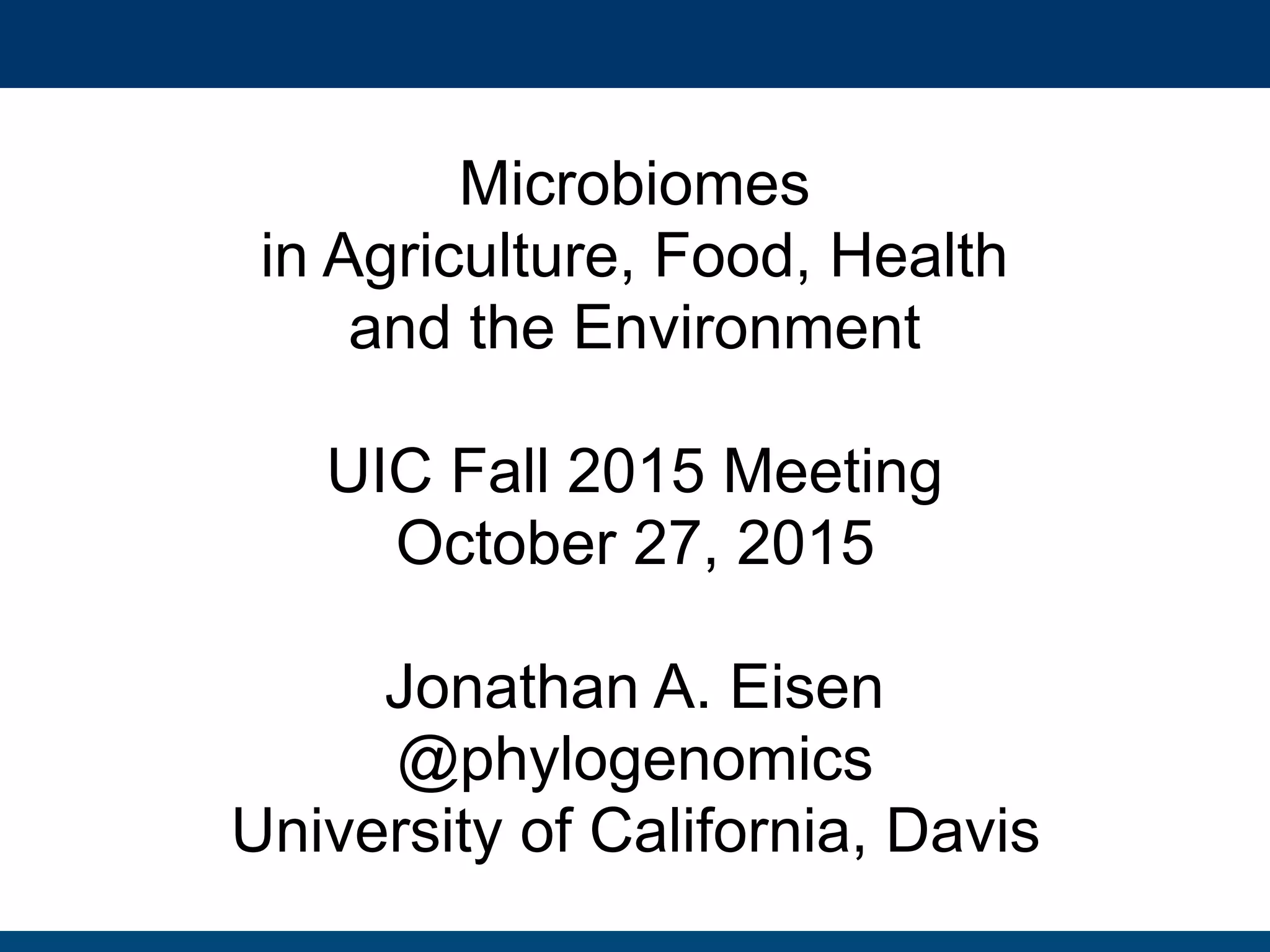 Microbiomes in Agriculture, Food, Health and the Environment | PDF
