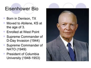Eisenhower Biography | PPT | Death, Injury, or Military Conflict ...