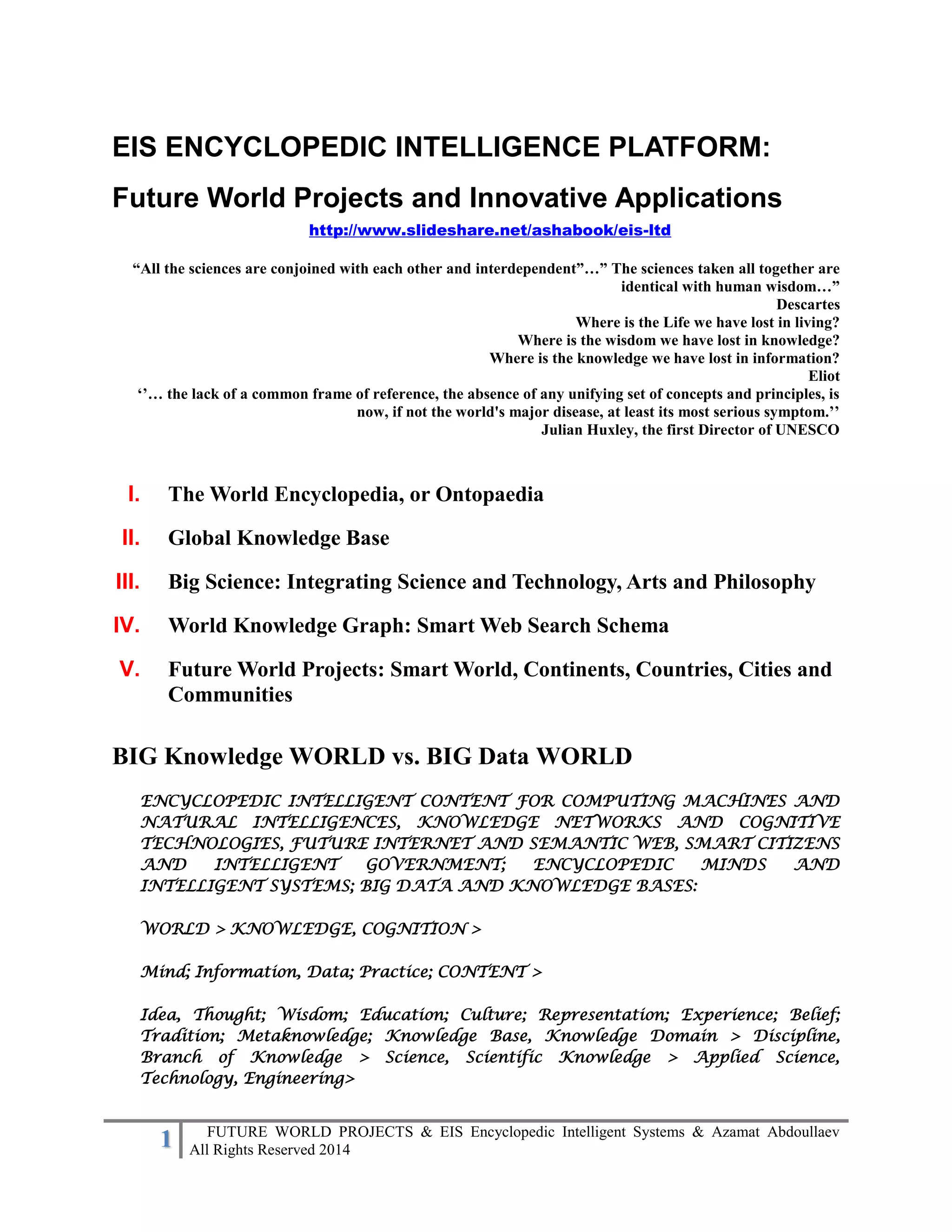 AI WORLD: I-World: EIS Global Innovation Platform: BIG Knowledge World ...