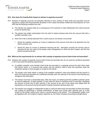 EisnerAmper LLP Explains the new California custody rule | PDF
