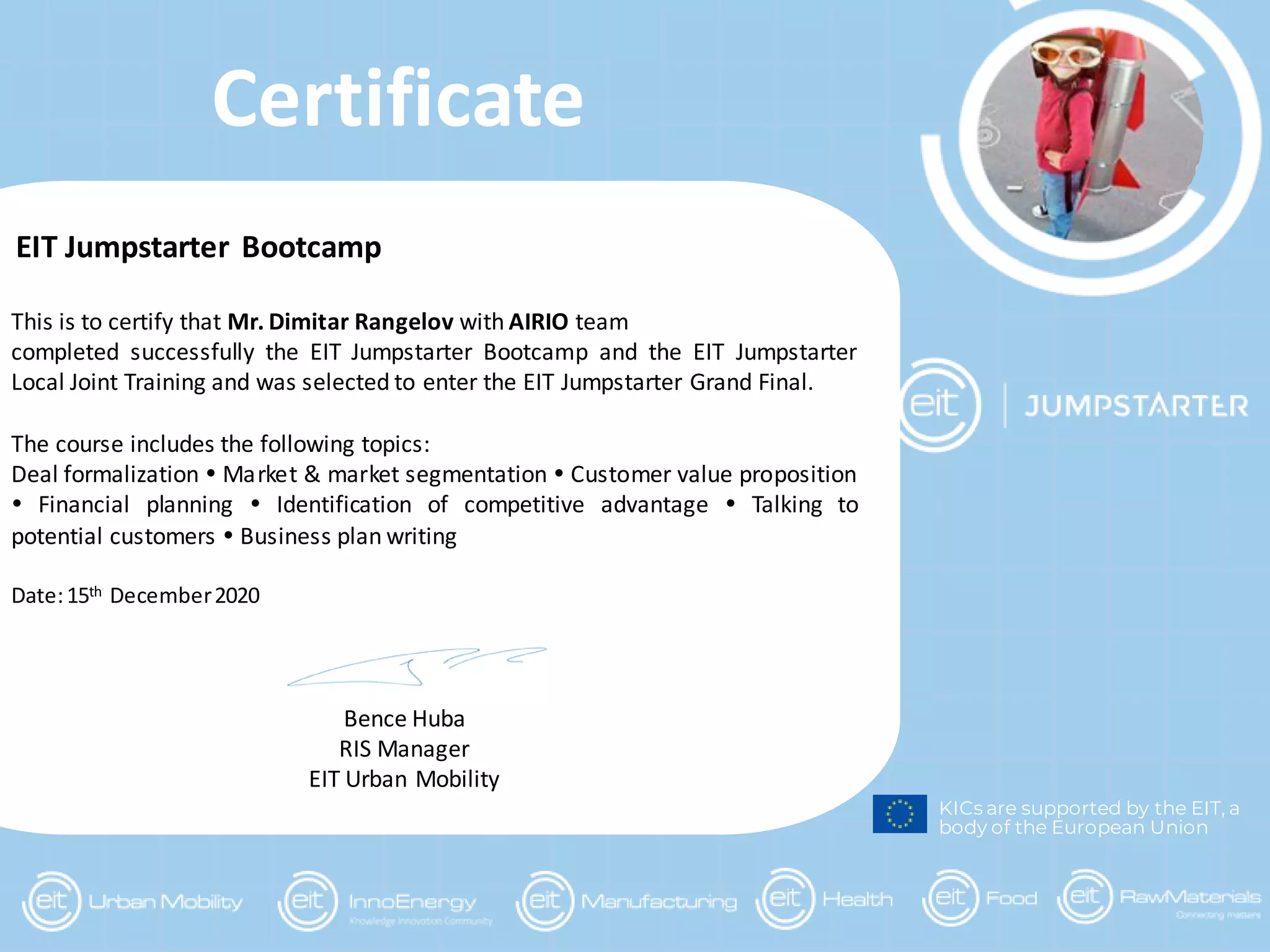 Eit jumpstart certificate - Dimitar Rangelov | PDF
