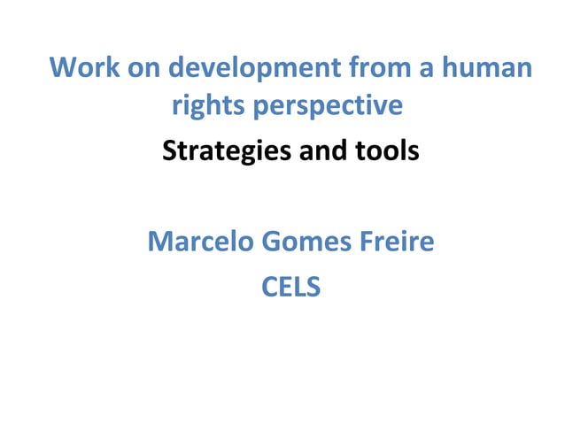 Work on development from a human rights perspective | PPT