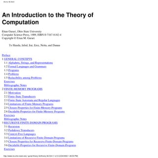 Eitan gurari introduction to the theory of computation 1989 | PDF