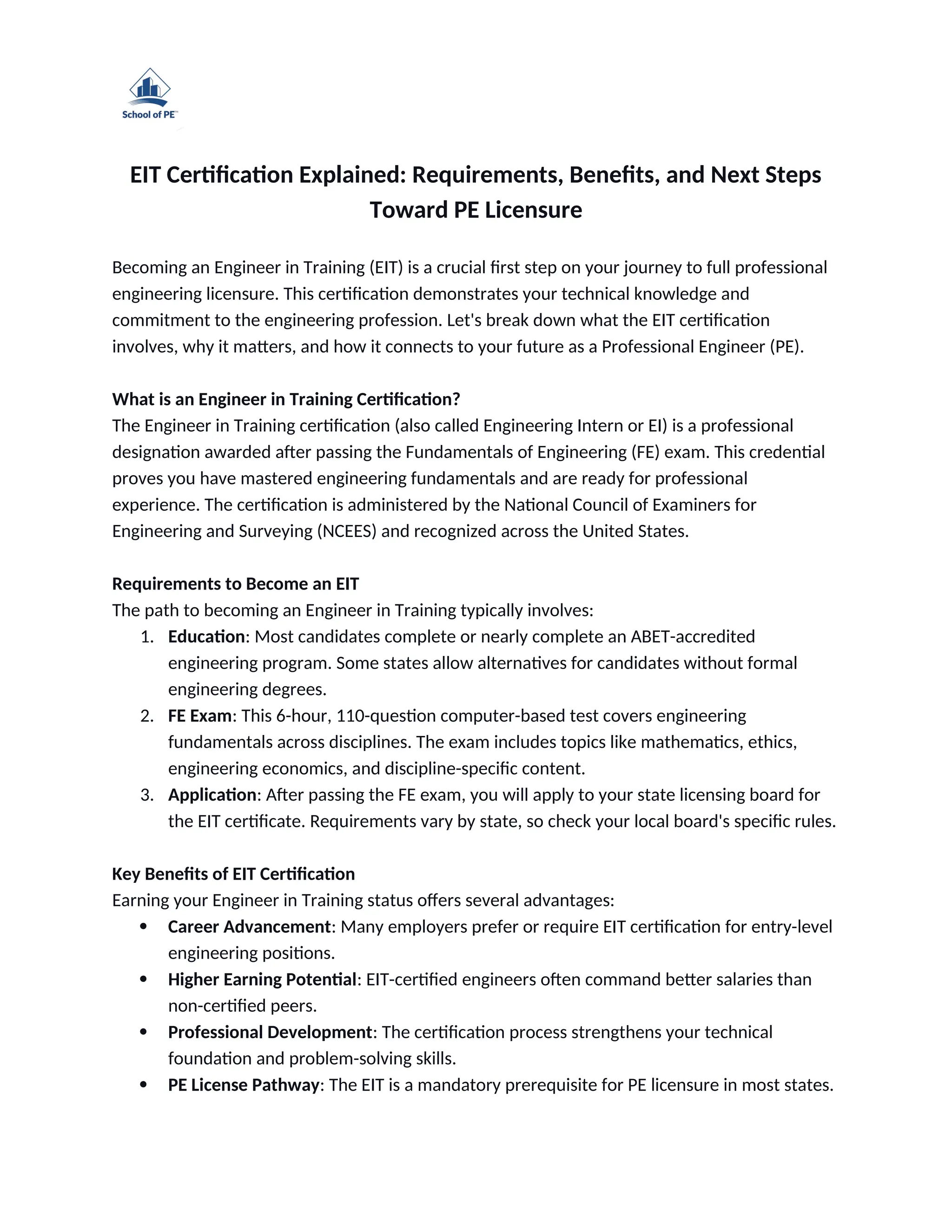 EIT Certification Explained Requirements, Benefits, and Next Steps ...
