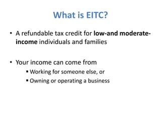 Earned Income Tax Credit (EITC) | PPTX | Government Support and Welfare ...