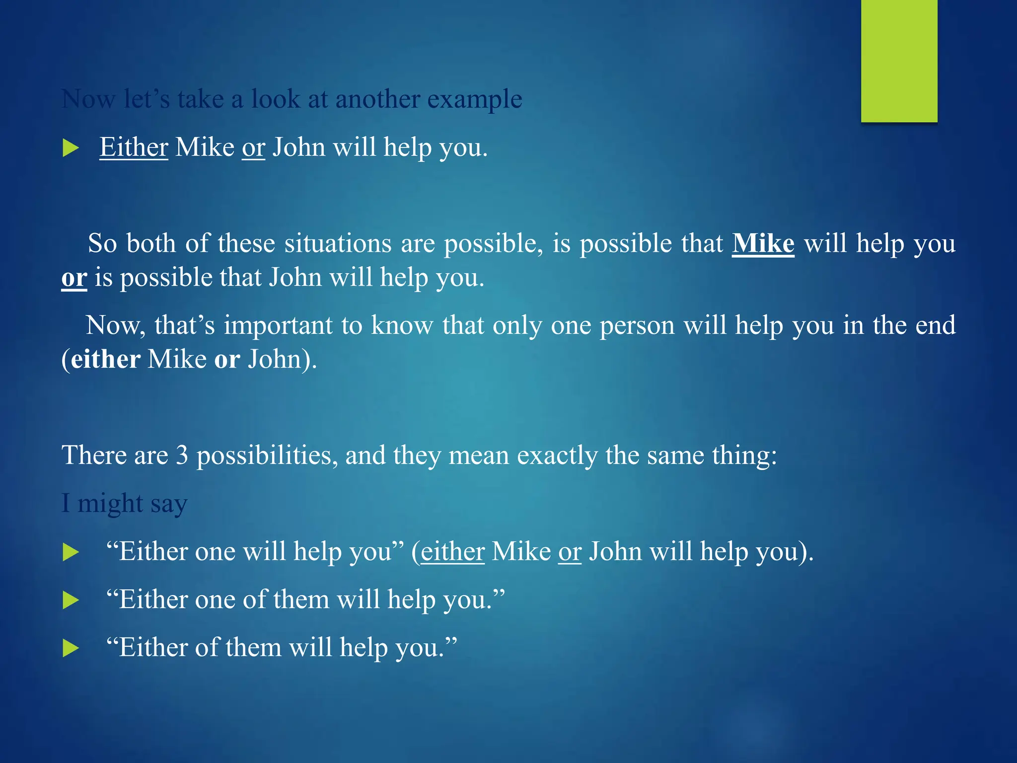 EITHER AND NEITHER. LESSON, PRESENTATION, ENGLISH | PPTX