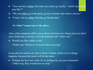EITHER AND NEITHER. LESSON, PRESENTATION, ENGLISH | PPTX