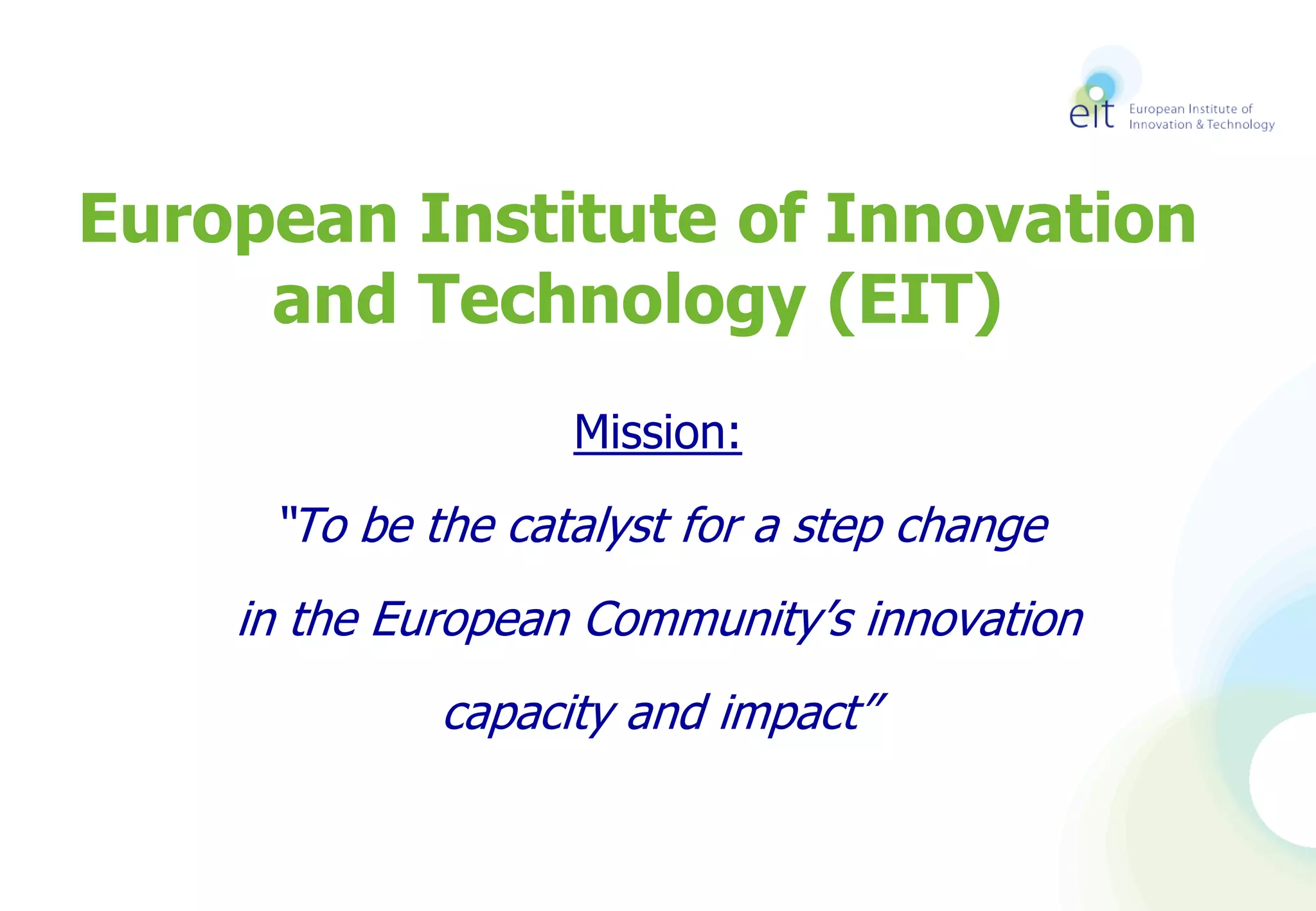 The EIT in a nutshell | PDF | Europe Travel | Travel Locations