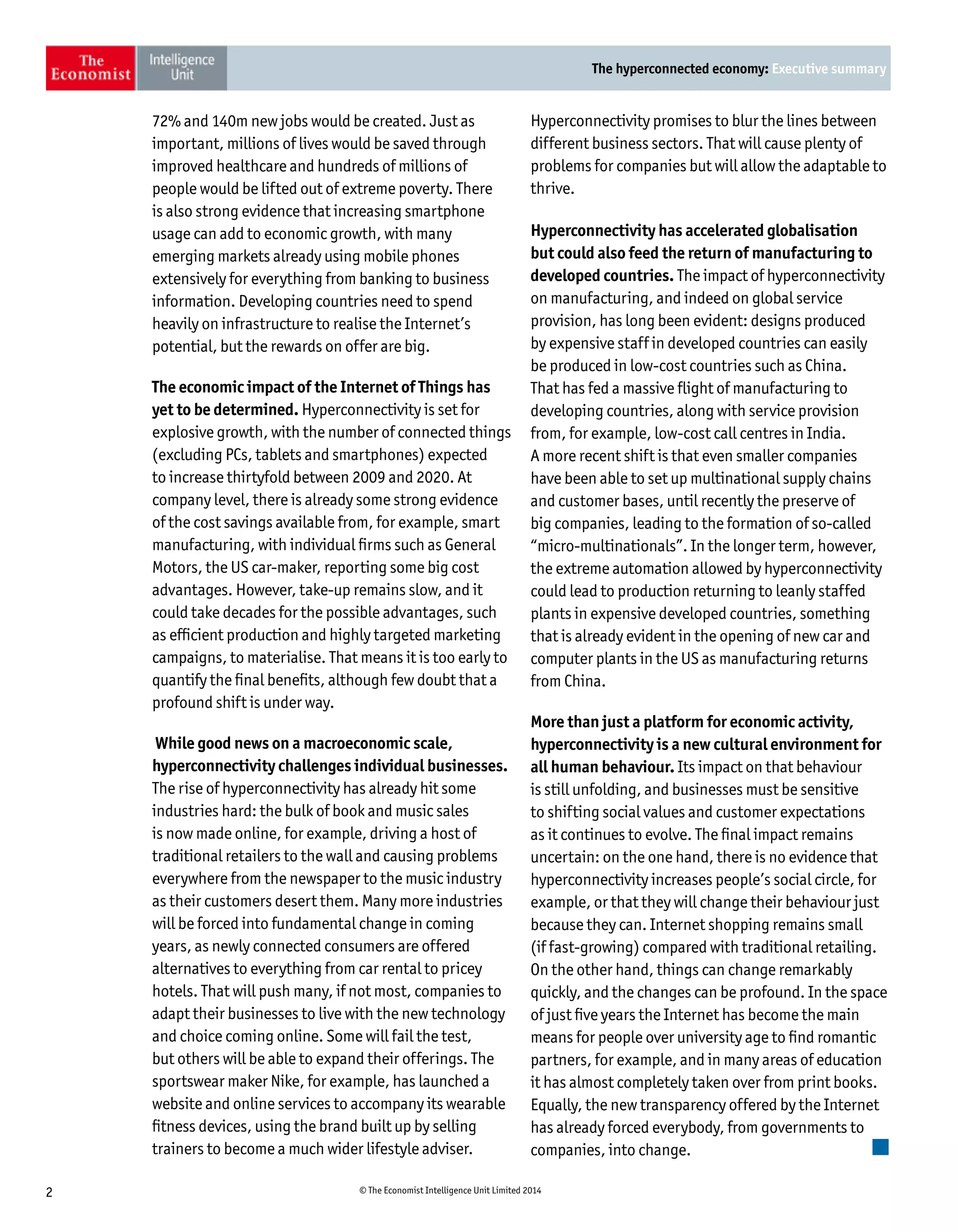 The hyperconnected economy: executive summary | PDF