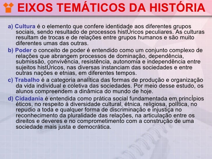 Eixos temáticos de História Eixos temáticos de História