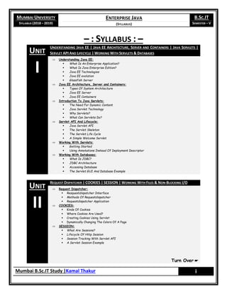 Enterprise Java – Syllabus (2018 - 2019) [Mumbai University] | PDF