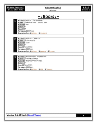 Enterprise Java – Syllabus (2018 - 2019) [Mumbai University] | PDF