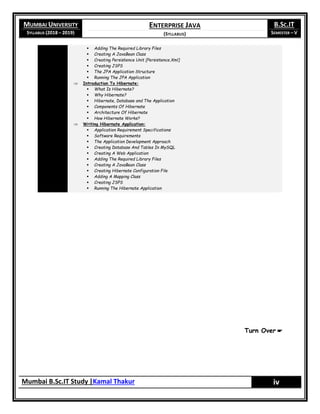 Enterprise Java – Syllabus (2018 - 2019) [Mumbai University] | PDF