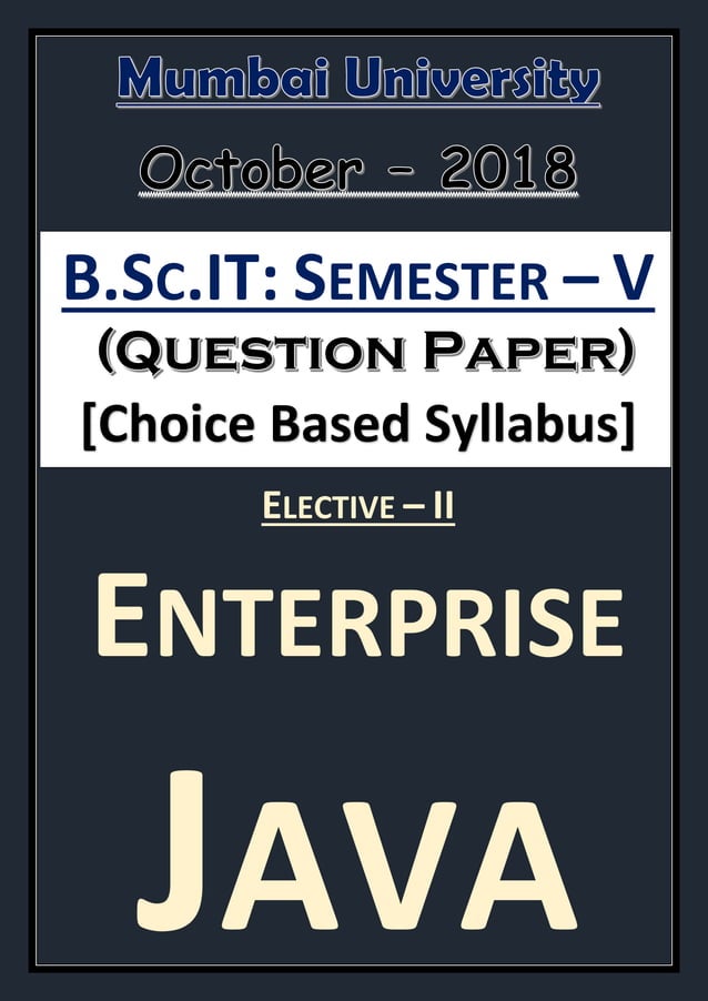 Enterprise Java (Question Paper) [October – 2018 | Choice Based ...