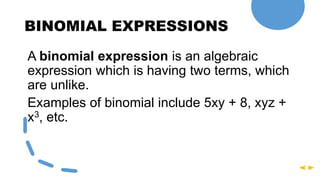 Algebraic Expressions | PPT