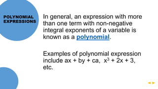 Algebraic Expressions | PPT