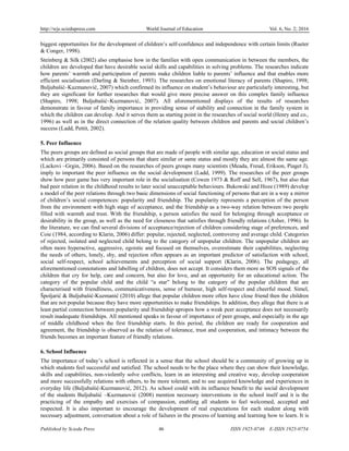 Family peer and school influence on Children's social growth in middle ...