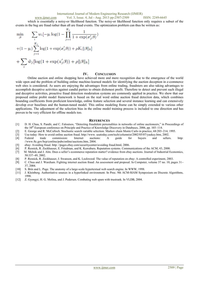 A Bayesian Probit Online Model Framework for Auction Fraud Detection | PDF