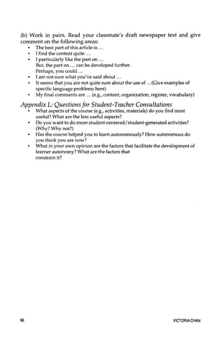 Fostering Learner Autonomy in an ESL Classroom | PDF | Workshops and Classes | Hobbies & Interests