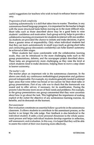 Fostering Learner Autonomy in an ESL Classroom | PDF | Workshops and Classes | Hobbies & Interests