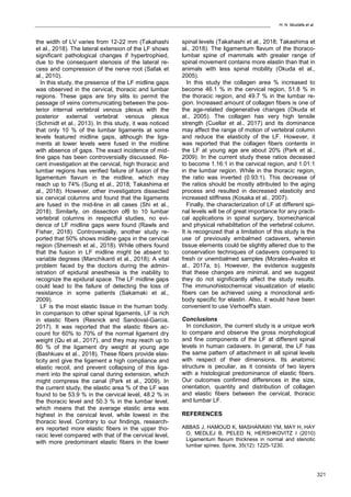Morphohistometric study of the ligamentum flavum in cervical,thoracic and lumbar vertebrae ...