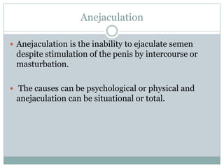 Ejaculation physiology and pathology