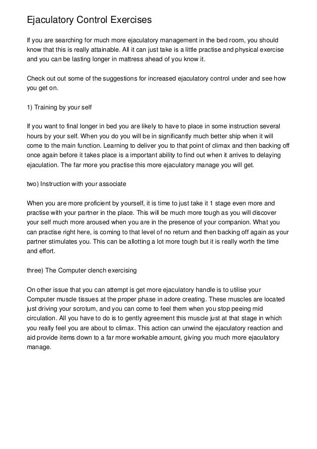 Ejaculatory Control Exercises