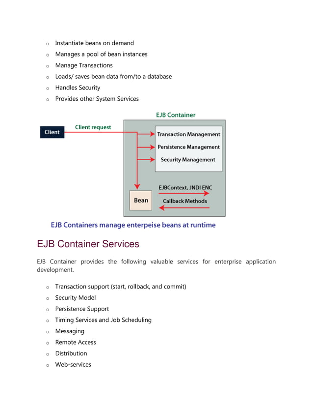 EJB Container Using in Java Bean process | DOCX