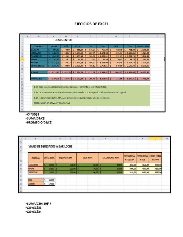 Ejercicios de excel 2 | DOCX