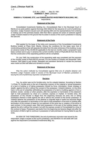 Ejectment Case Digests | DOC