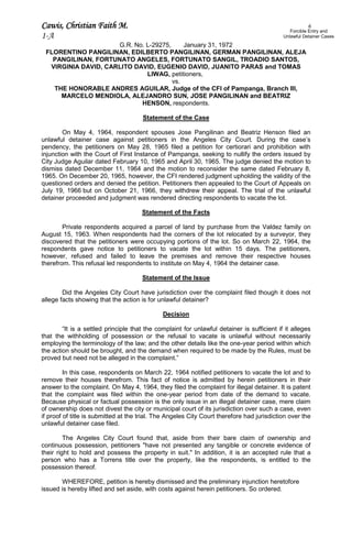 Ejectment Case Digests | DOC