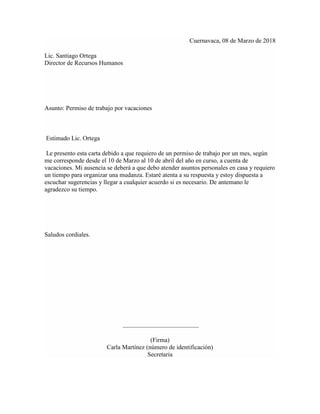 Formato De Carta De Permiso