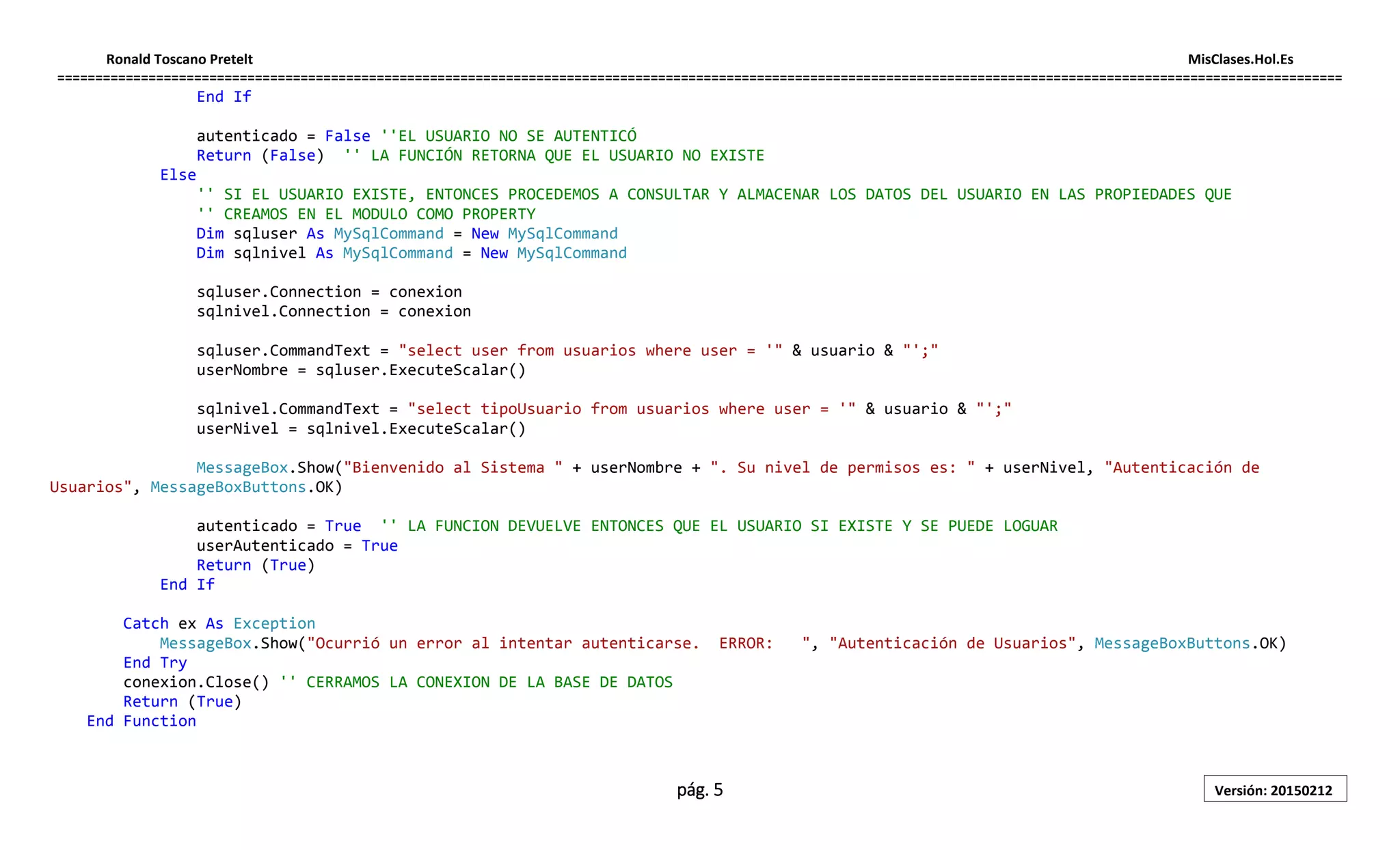 Ejemplo con control de permisos o niveles de usuario | PDF