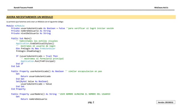 Ejemplo con control de permisos o niveles de usuario | PDF