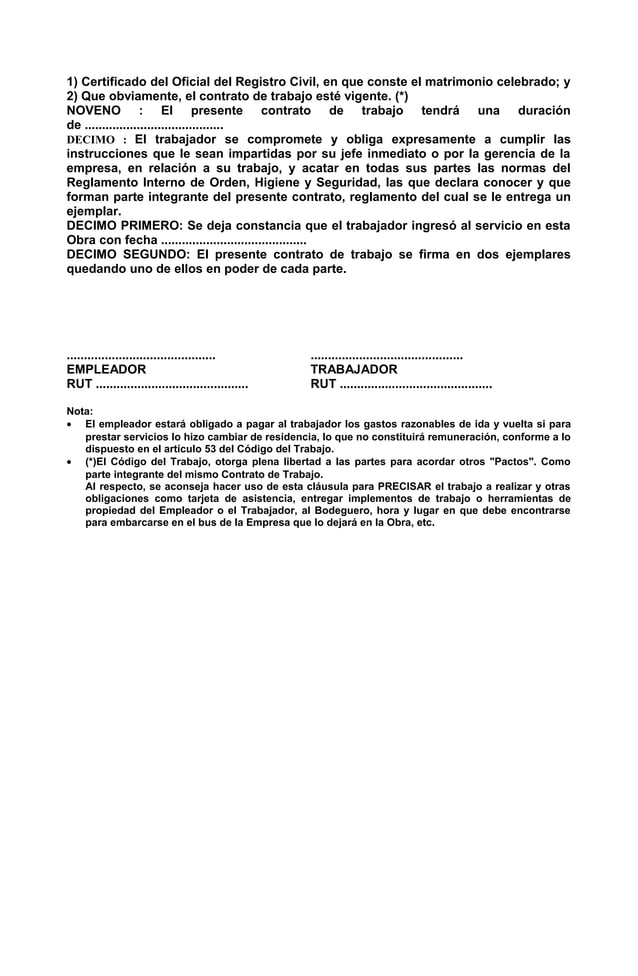 Como Hacer Un Contrato De Trabajo De Construccion
