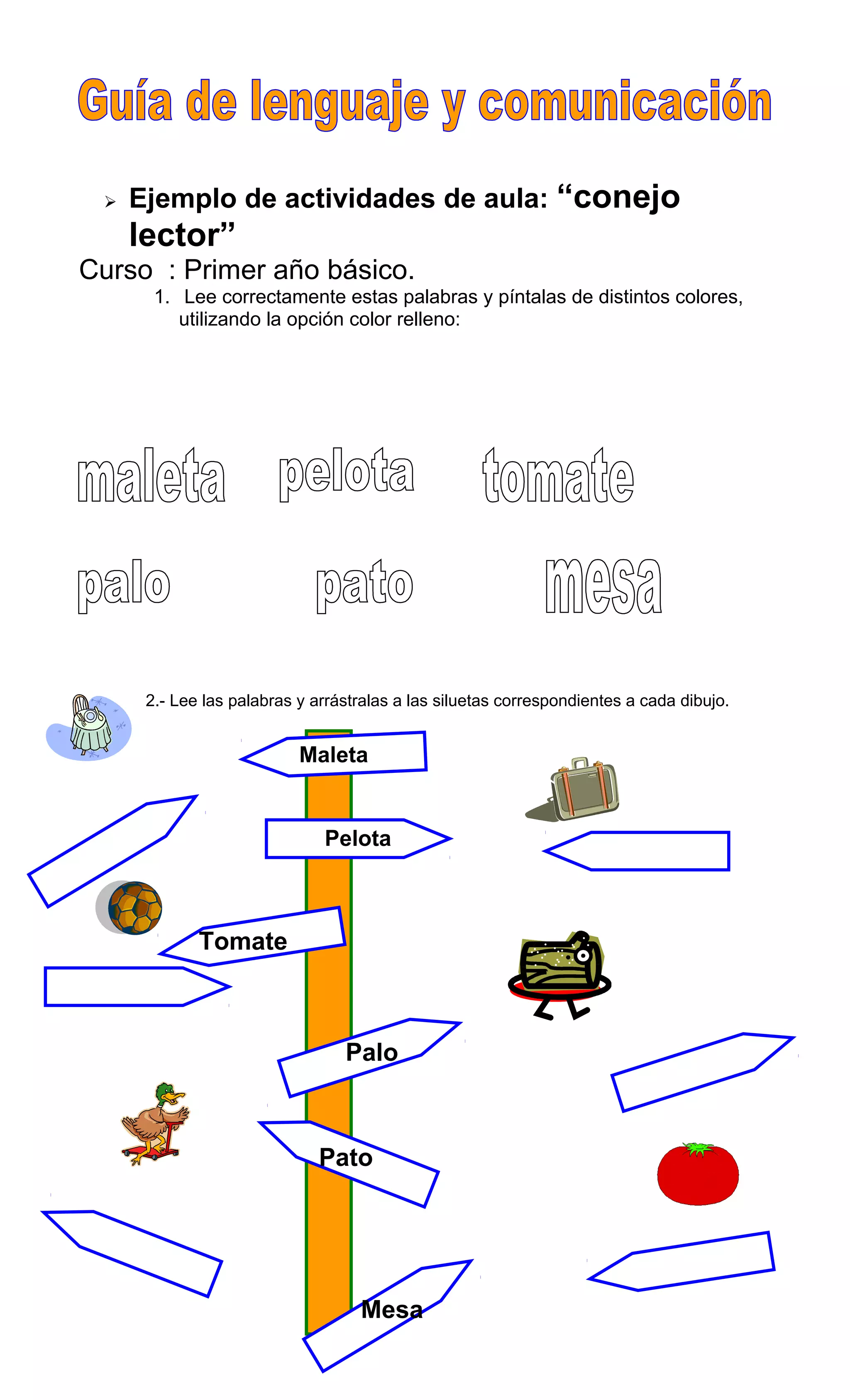 Ejemplo de actividades de aula conejo lector | PDF