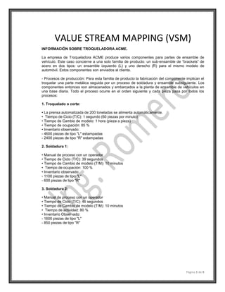 Ejemplo de aplicación value stream mapping vsm | PDF