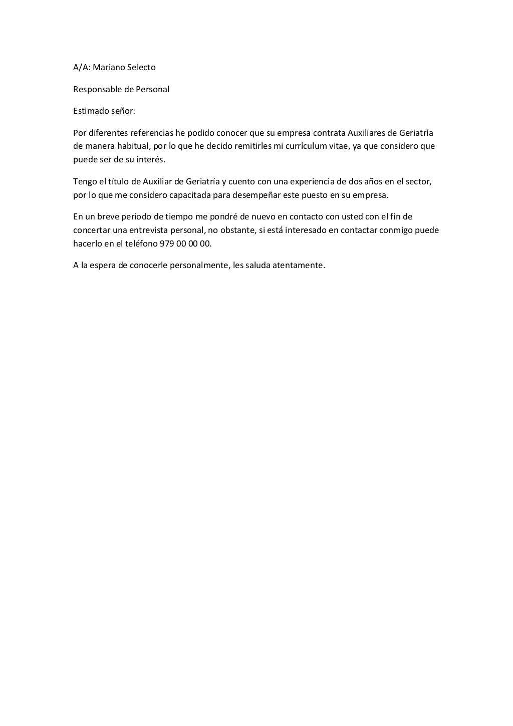 Ejemplo de carta de contestación a una oferta de empleo Ejemplo de carta de contestación a una oferta de empleo