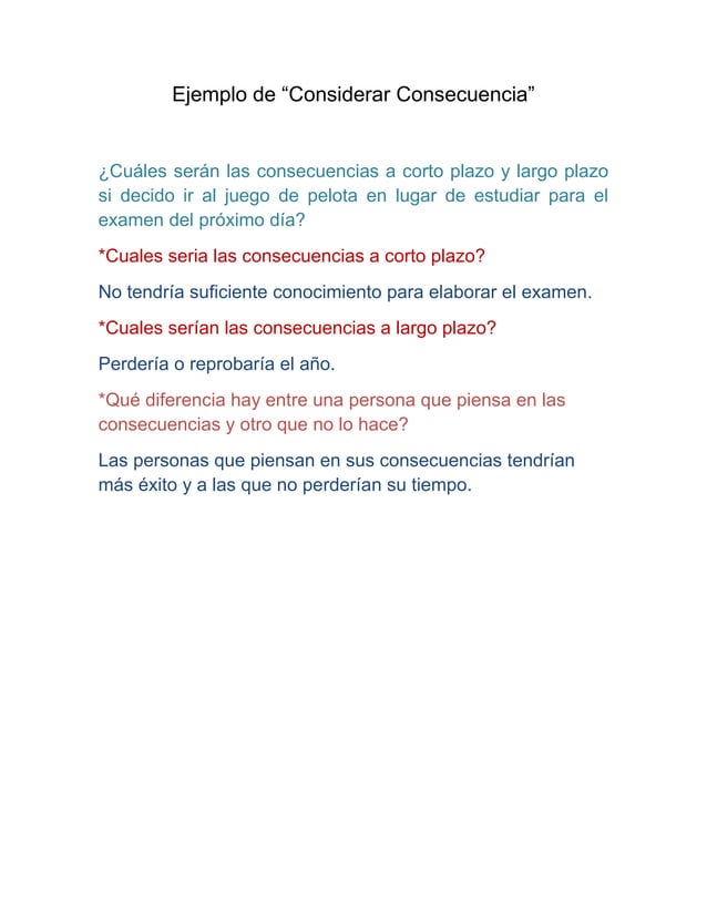 Ejemplo de consecuencia | PDF