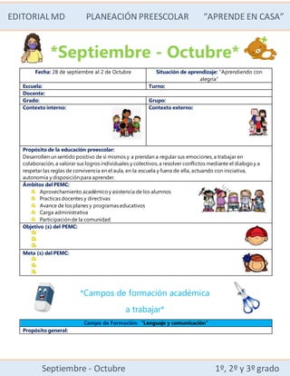 Ejemplo de planeacion de preescolar semana 6 | DOCX